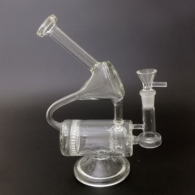 2020 9 Inch Unique Recycler Bongs Honeycomb Percolator Glass Bong ...