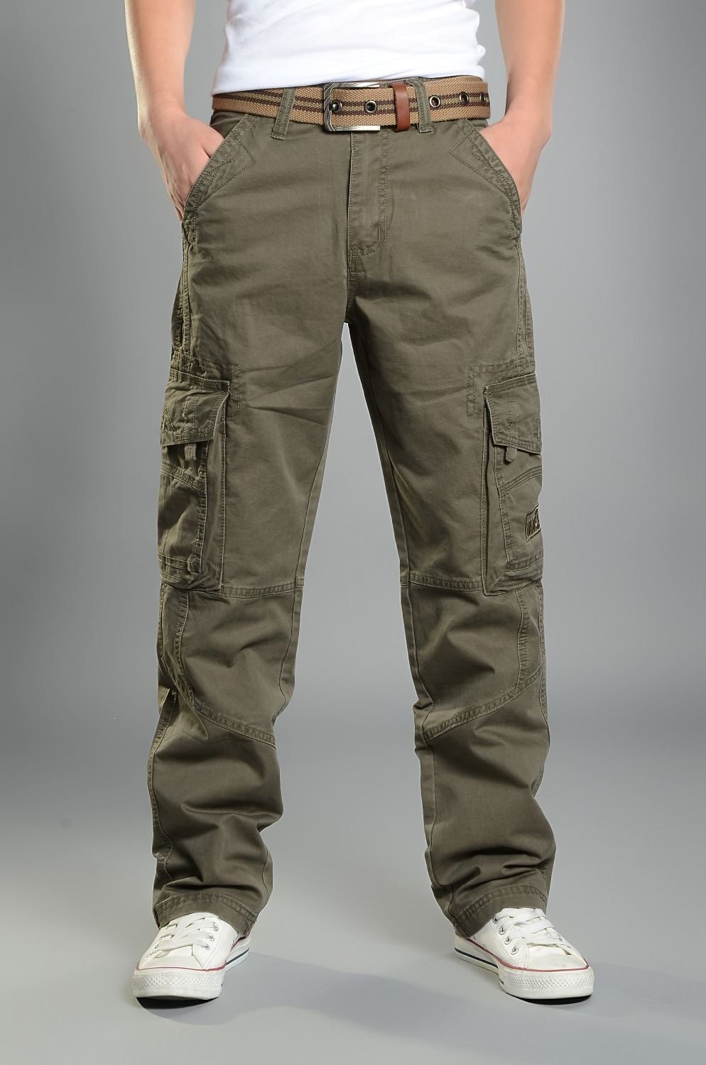 2019 Mens Cargo Pants Casual Mens Pant Baggy Regular Cotton Trousers
