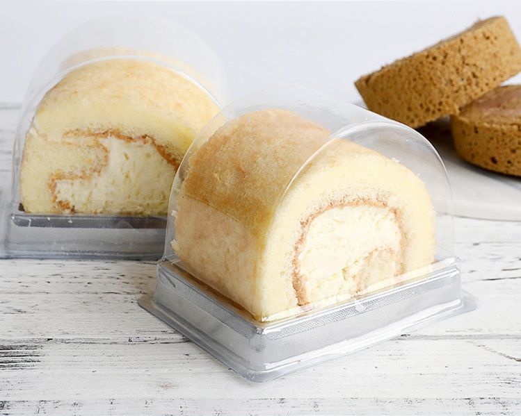 Transparent PP Plastic Cake Box Single Cake Roll Boxes Bottom Swiss ...