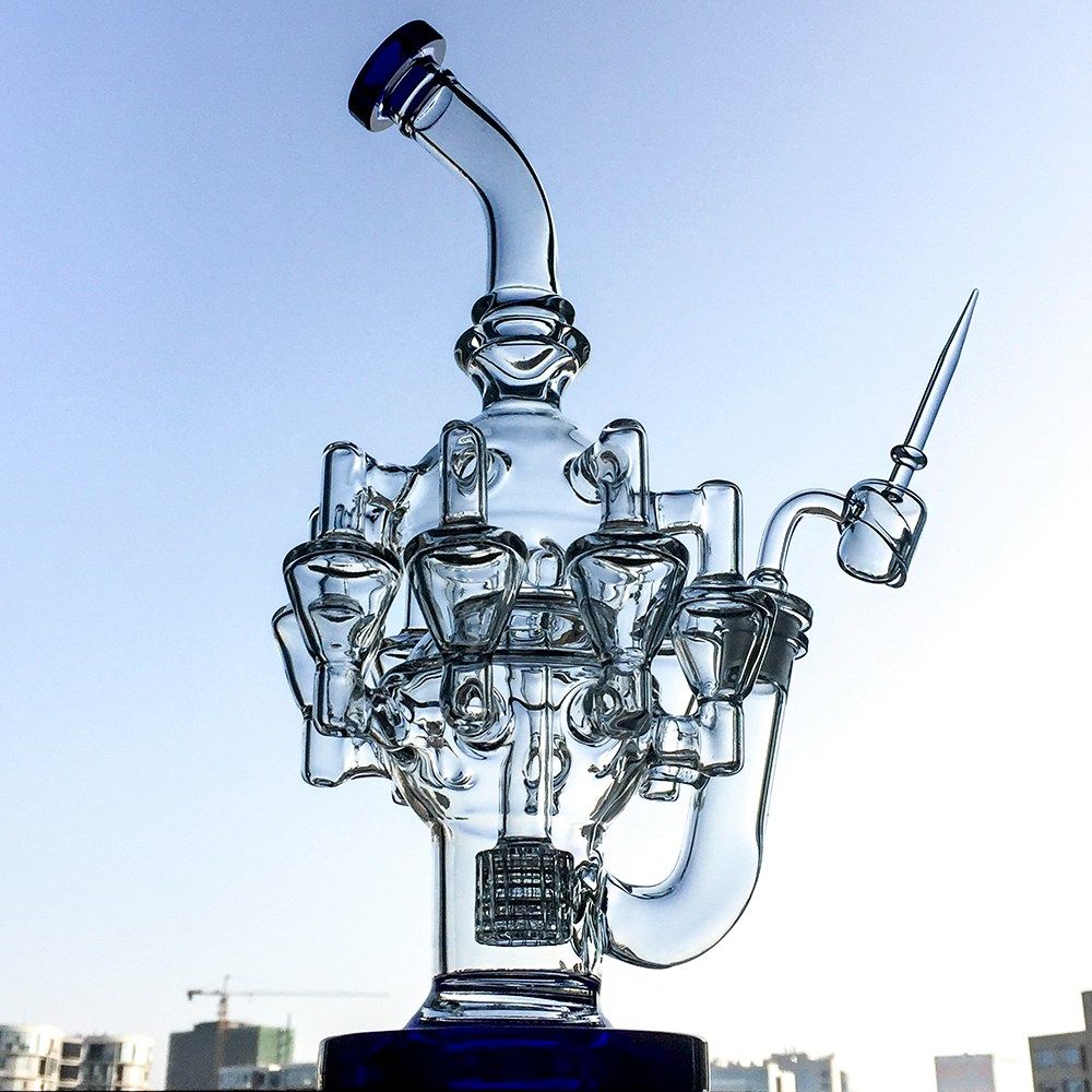 2020 Eight Recycler Glass Bong 8 Octopus Arms Dab Rig Matrix Perc Water ...