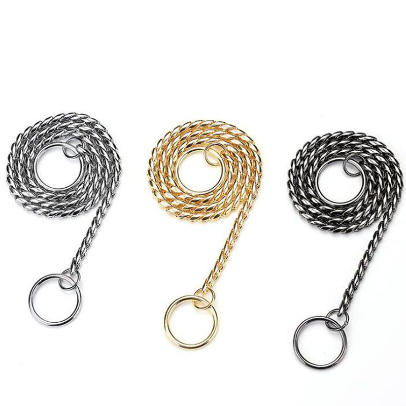 2020 Snake Chain Dog Show Collar Heavy Metal Chain Dog Walking Training ...
