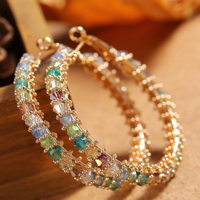 2020 New Fashion Trendy Women Earrings Jewelry Yellow Gold Plated CZ ...
