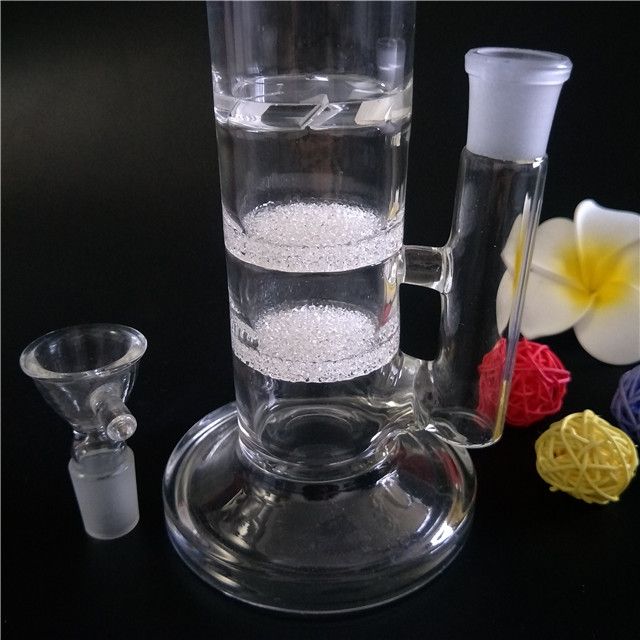 2020 New Glass Bong Water Pipe With Two Fritted Disc And Turbine Perc ...
