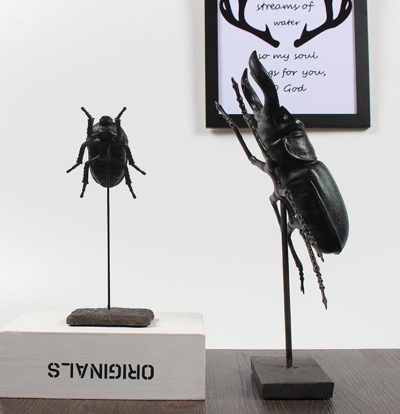 2020 Black Creative Resin Beetle Statue Home Decor Crafts Room ...