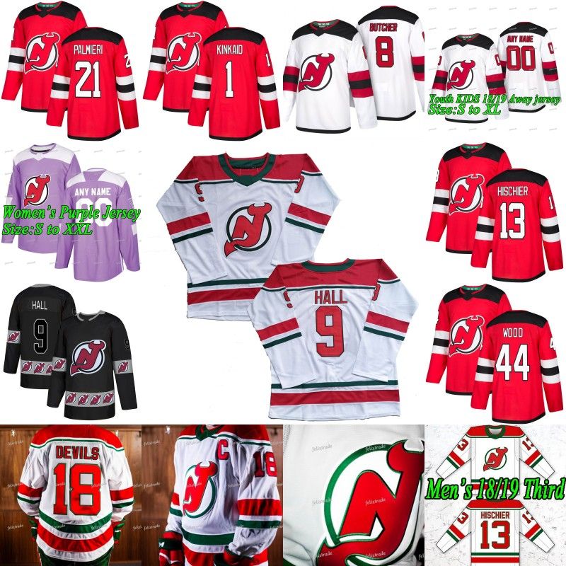2019 New Jersey NJ Devils Heritage Jersey Taylor Hall Nico Hischier ...