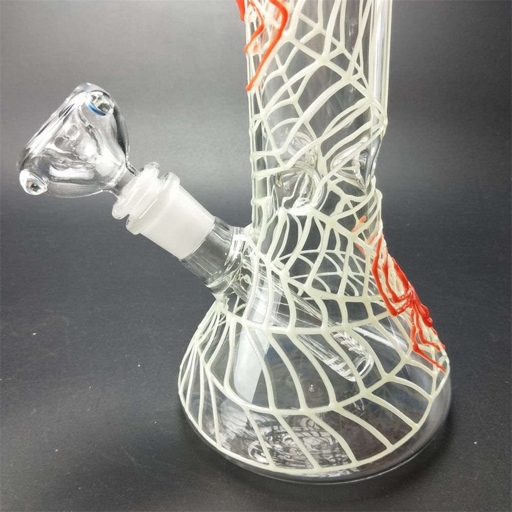 2021 Spider Web Bong Glow In The Dark Bongs Maple Leaf Glass Bong ...