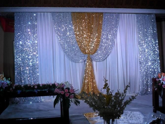 10ft By 20ft Gold And Silver Wedding Backdrop Stage Curtain Wedding ...