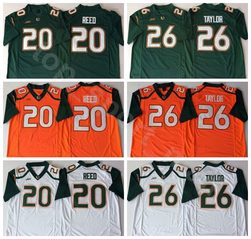 2020 18 19 Miami Hurricanes College 26 Sean Taylor Jerseys Men Green ...