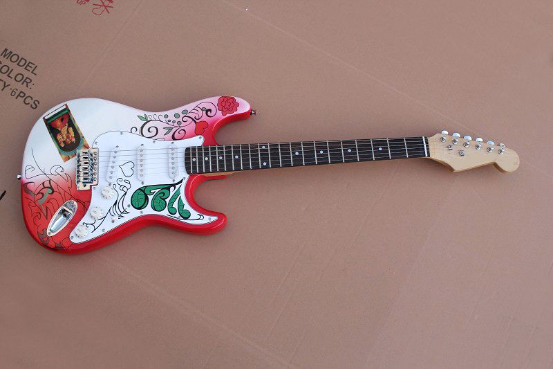 Factory Custom Red & White Electric Guitar With Special Pattern ...