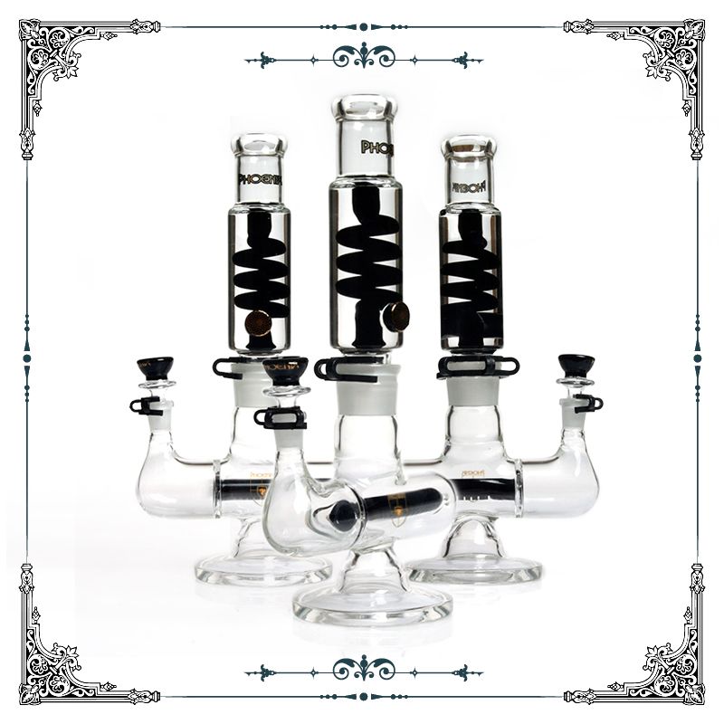 2020 Phoenix Black Glycerin Freezable Coil Inline Perc Tube Bong Glass ...