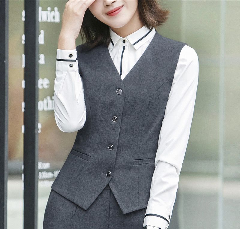 Best Quality New Ol Office Ladies Solid Suit Vest Women Formal Single Breasted V Neck Slim