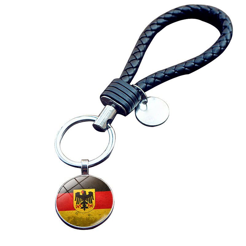 National Flag Key Ring USA UK CA Etc National Flag Woven Leather Rope ...