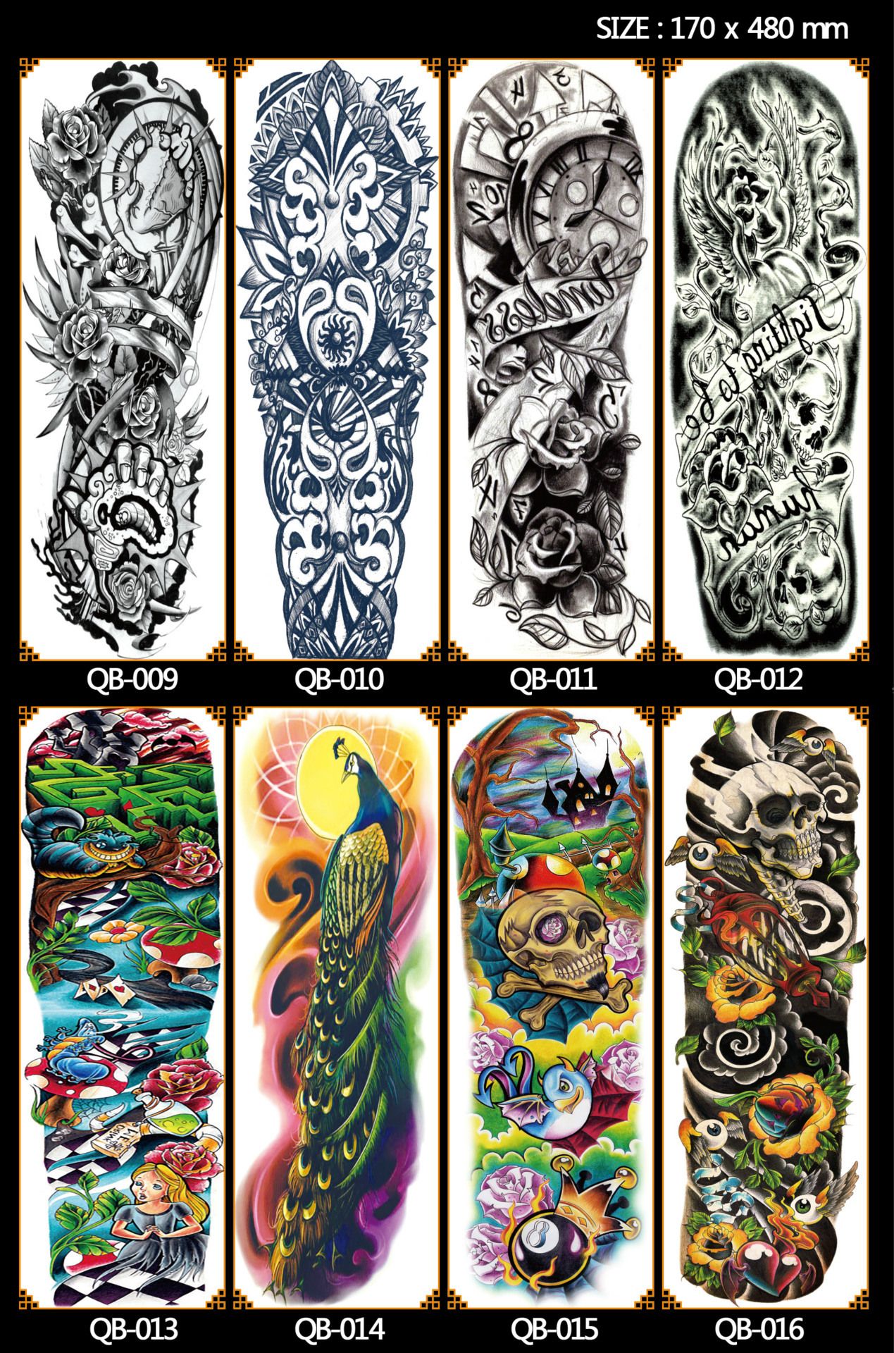 160 Styles Full Sleeves Temporary Tattoos 3d Waterproof Tattoo Sticker ...