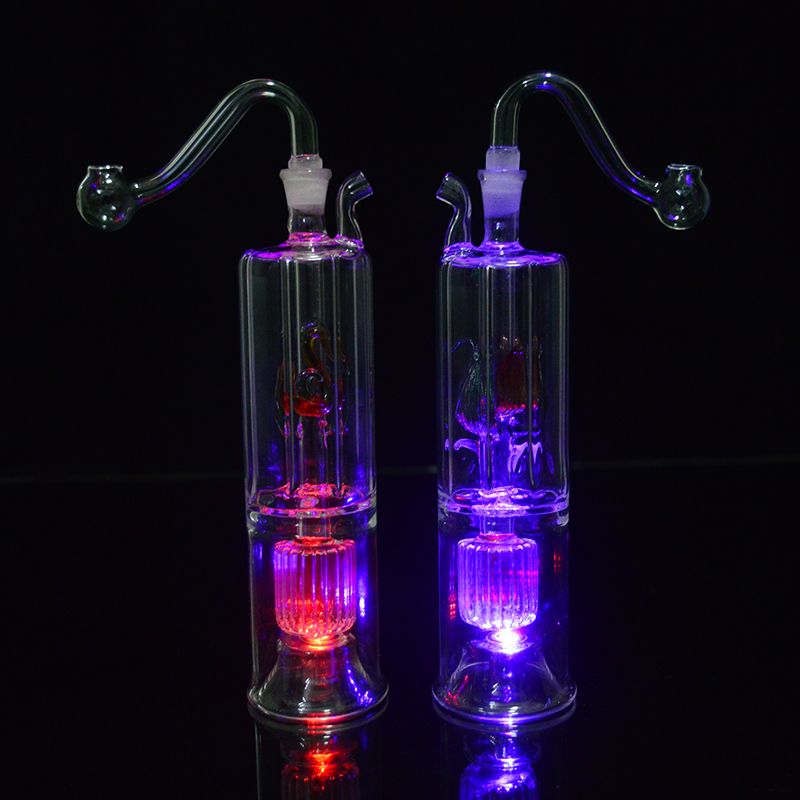 2020 Small Bong Dab Rig LED Light Bubbler Glass Oil Rig 6 Inch Bongs 2 ...