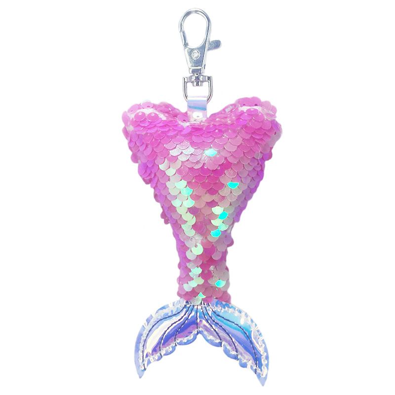 Sequins Mermaid Keychains Reflective Sequin Fish Tail Keyring Key Chain ...