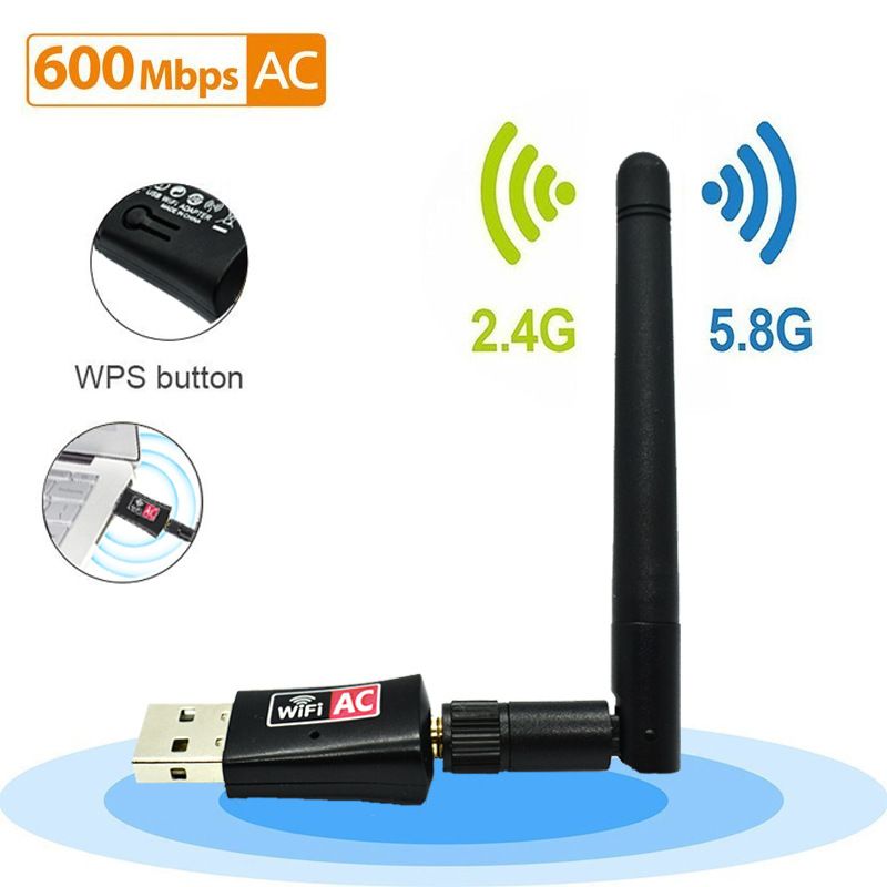 600Mbps Wireless Wifi Adapter Dual Band 5.8GHz 2.4GHz 802.11ac/A/B/G/N ...