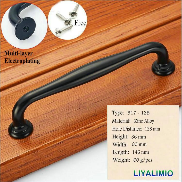 2021 917 128 Matte Black Cabinet Handles American Style Kitchen ...