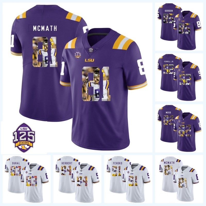 2020 Printed LSU Tigers 125th 82 Thaddeus Moss 83 Travin Dural 85 ...