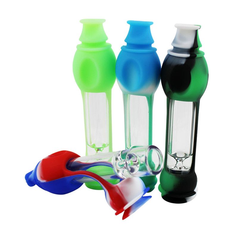 2021 Silicone Glass One Hitter Pipe 4.3 Inch Unique Dry Herbs Tobacco ...