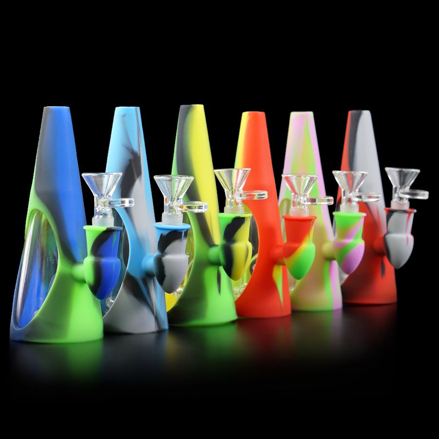 2020 Cone Shape Water Pipes Glass Bong Smoking Pipe Recycler Dab Rig ...