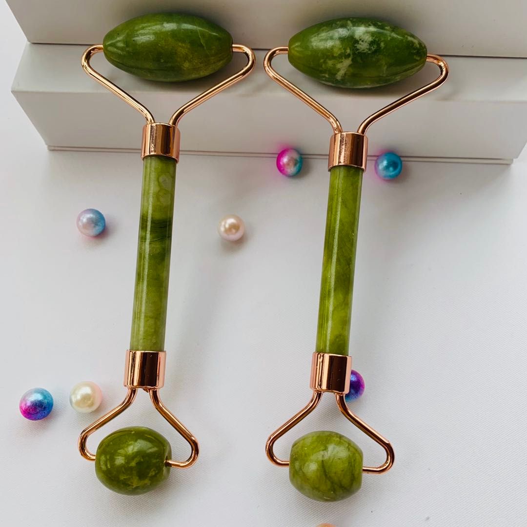 Jade Facial Massage Roller Double Heads Jade Stone Face Lift Body Skin Relaxation Slimming