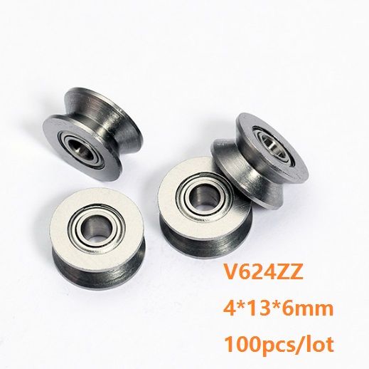 2021 V624ZZ V624 ZZ 624VV 4x13x6mm V Groove Ball Bearing Roller Wheel ...