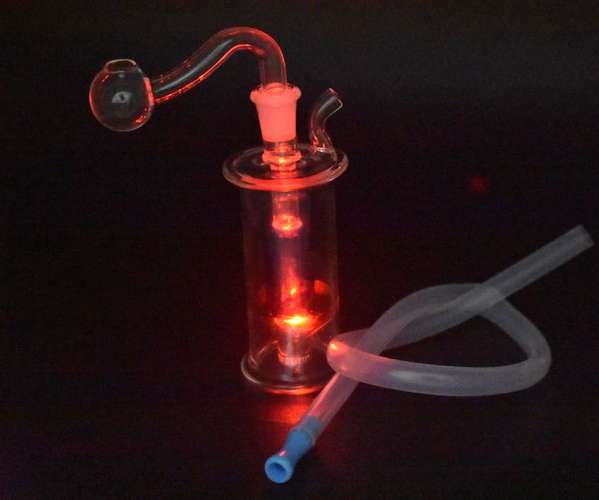 2020 Glow Mini LED Light Water Pipe With Tube Glittering Oil Rigs Water ...