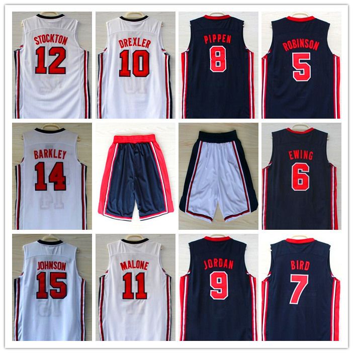 2019 1992 Dream Team Jersey Robinson Ewing Bird Pippen Drexler Malone ...