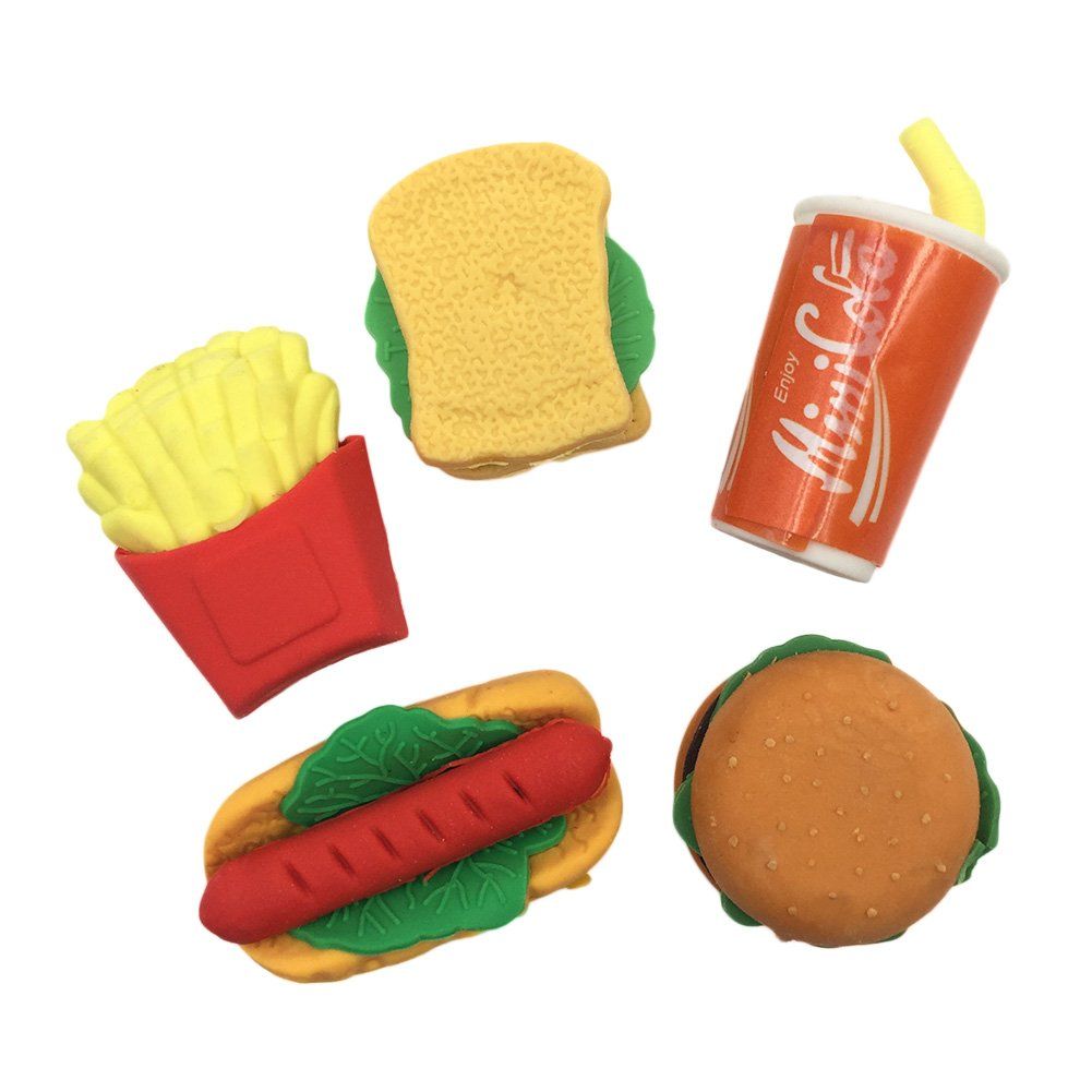 2020 Fast Food Rubber Erasers, Novelty Cute Pencil Eraser Set, Include ...