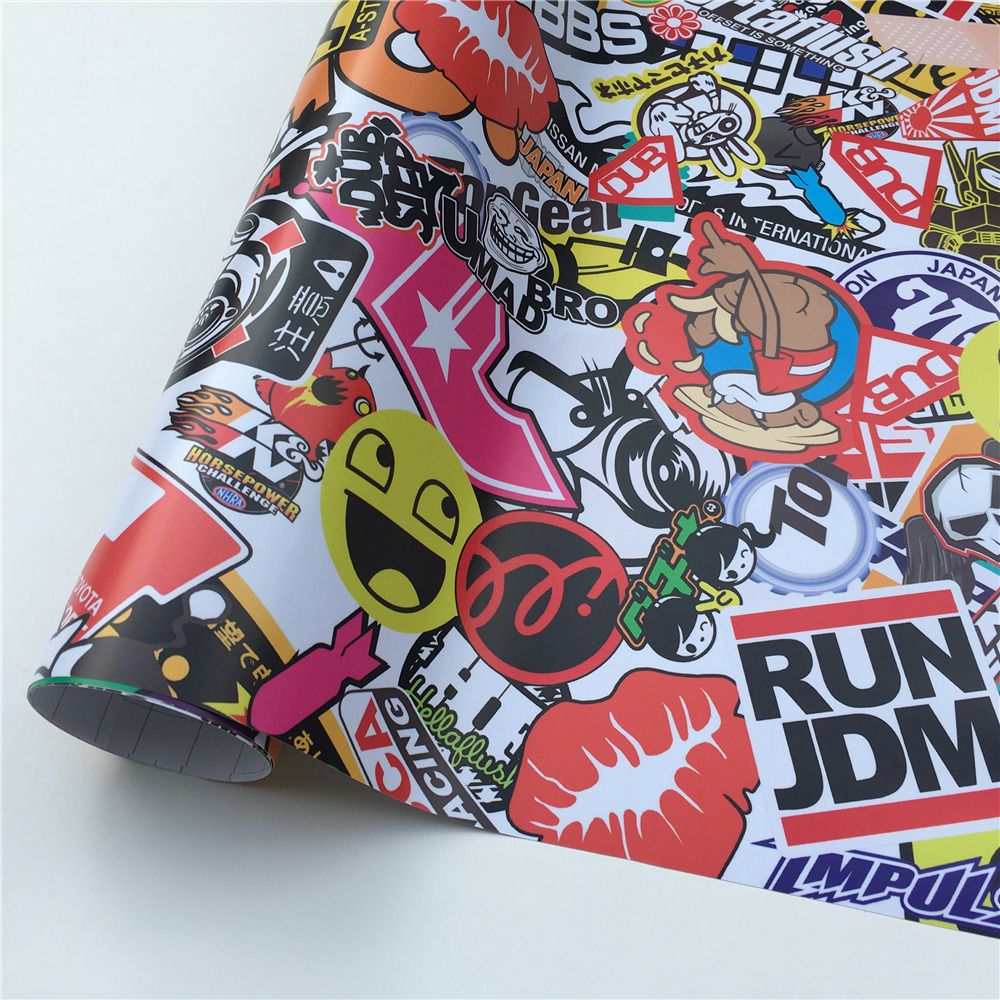 JDM Sticker Bomb Vinyl Wrapping Film Air Bubble Free For Car Wrap ...