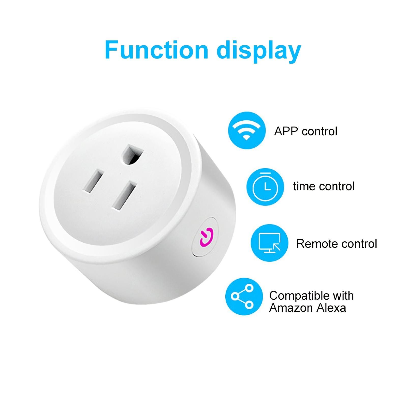 Mini Smart Switch Outlet US/EU/UK Plug Standard WiFi Wireless Voice ...