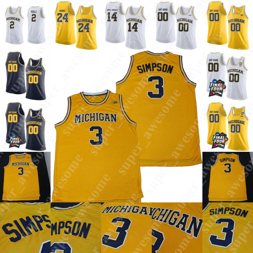 2020 Michigan Wolverines Basketball Jersey Jon Teske Isaiah Livers ...