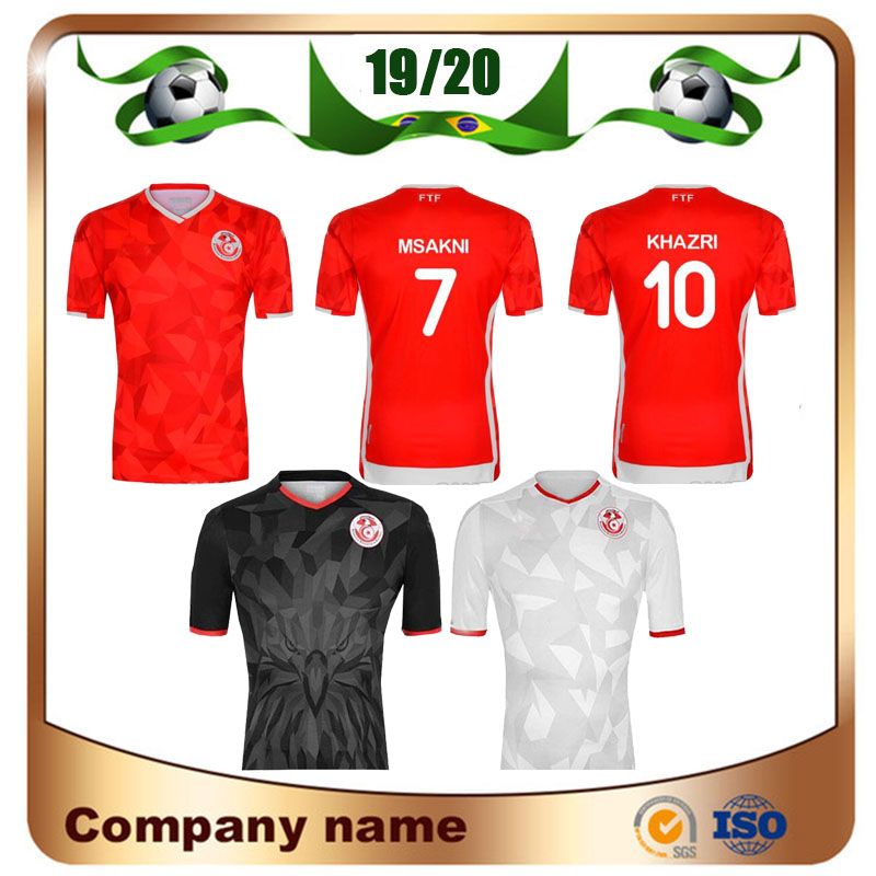 2020 New 2019 Tunisia Soccer Jerseys 19/20 Home Red #7 MSAKNI #10 ...