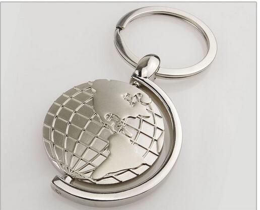 2021 Metal Globe Key Ring Women Men Globe Keychain Unisex Round Pendant ...