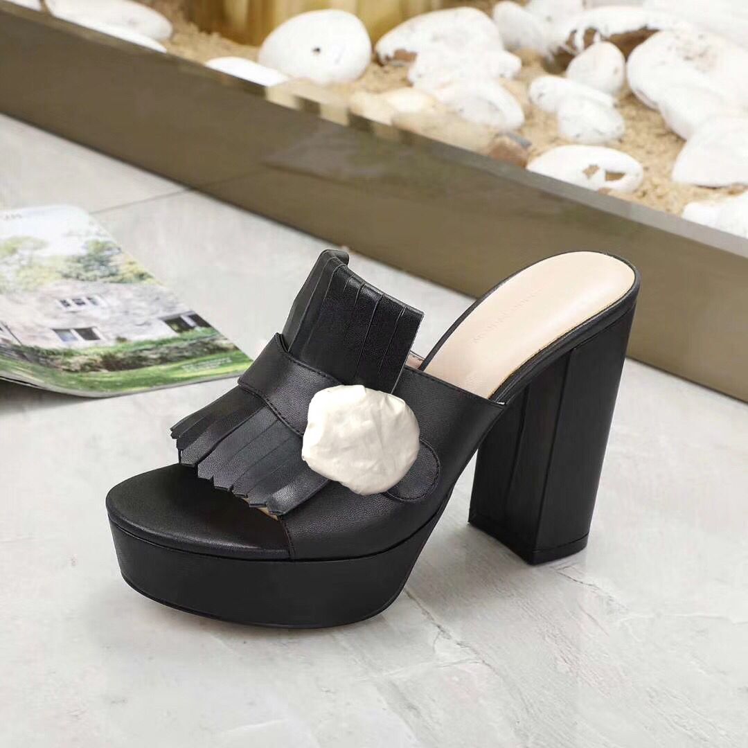 Designer Summer High Heeled Slippers Fashion Women Lazy Suede Flops 100 ...