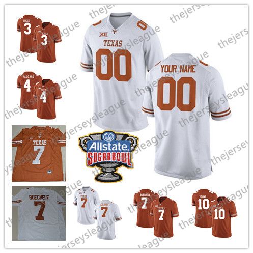 2020 Custom Texas Longhorns Any Name Any Number White Orange Stitched ...