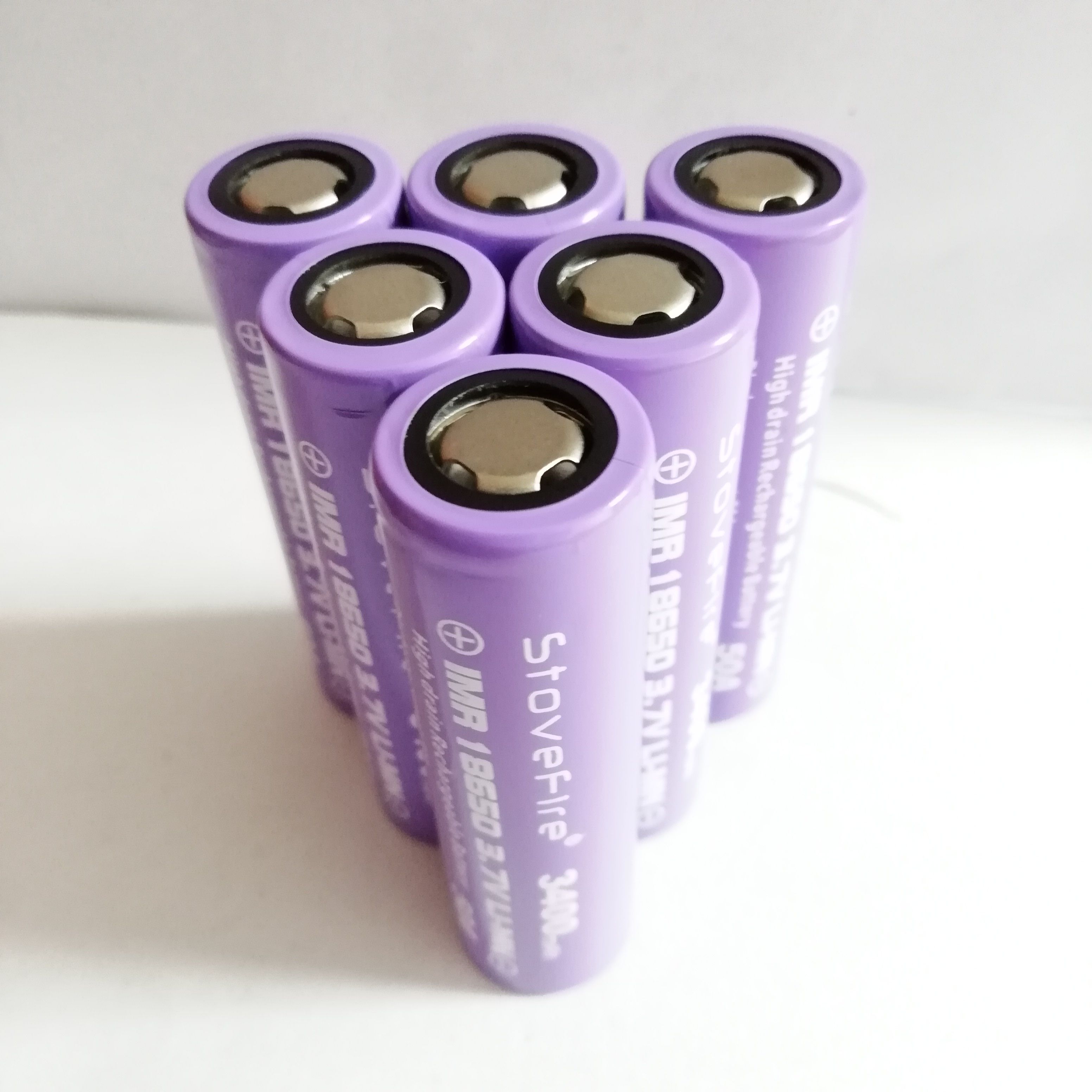100% 5C Power Battery IMR 18650 Flat Head 3400mAh 50A 3.7V Rechargable ...