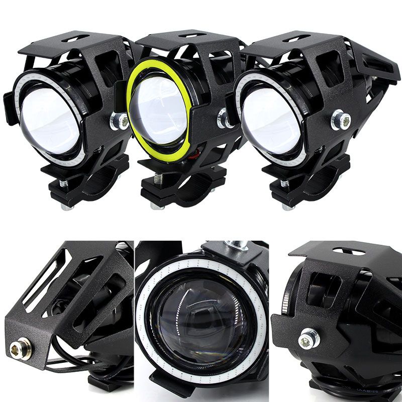 2021 125W Motorcycle Headlight W/ Angel Eye Devil Eye 3000LM Moto ...
