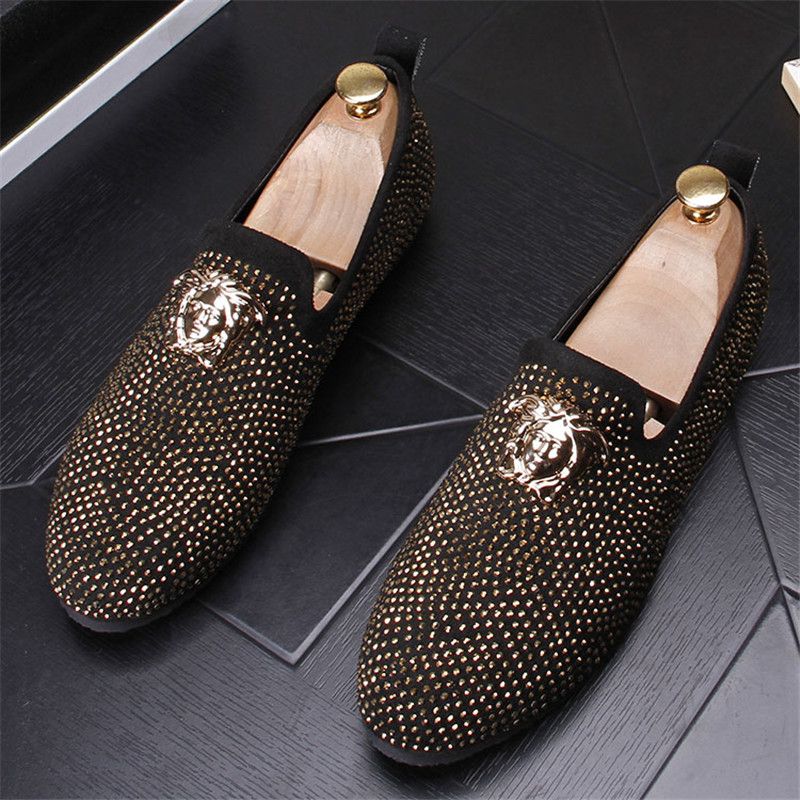 High Quality Designer Men Shine Rhinestone Oxford Casual Flats Shoes ...