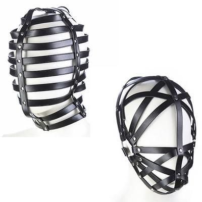 Harness Soft Faux Leather Bondage Hood Strappy Caged Mask Fetish ...