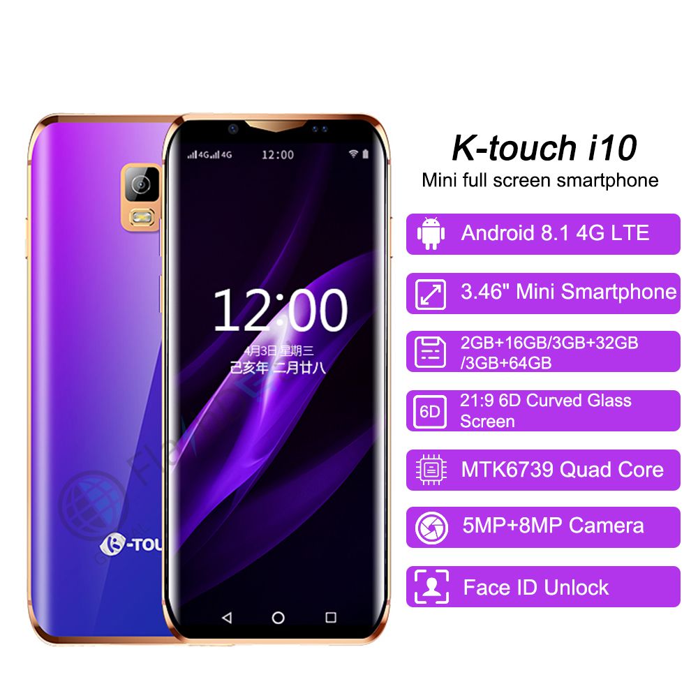 Best Original K Touch I10 Super Mini 4G Mobile Phone Face ID MTK6737 ...