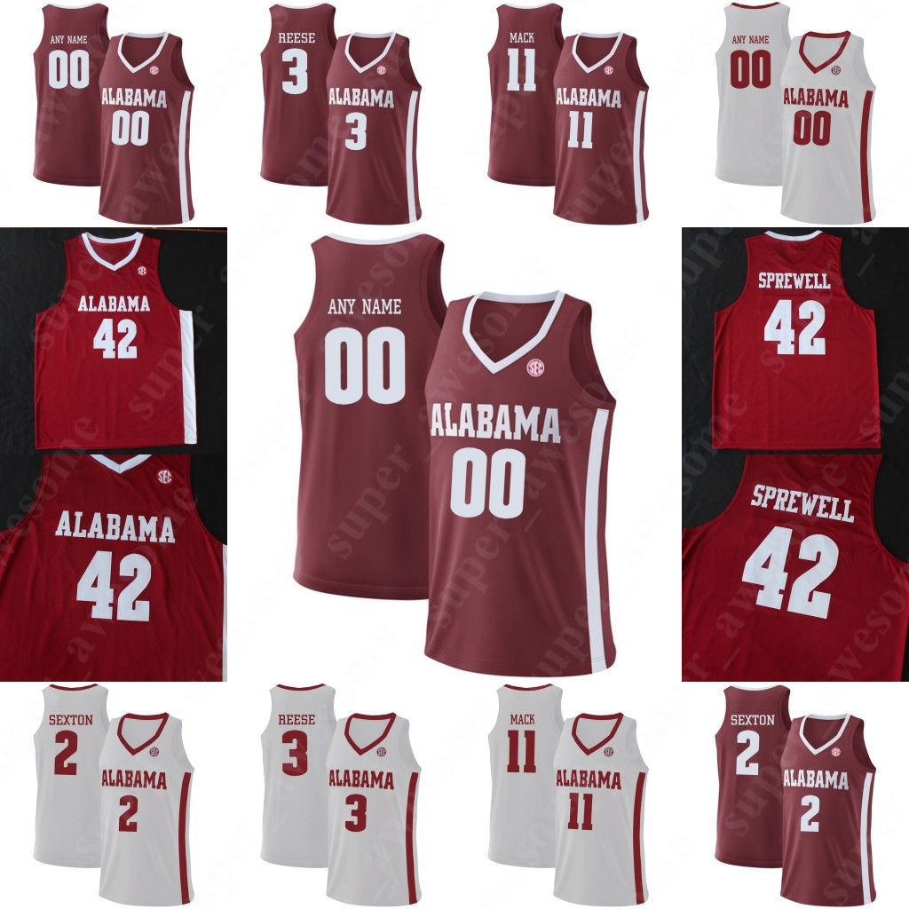 2019 CUSTOM Alabama Crimson Tide Basketball Jersey Kira Lewis Jr Jaden ...