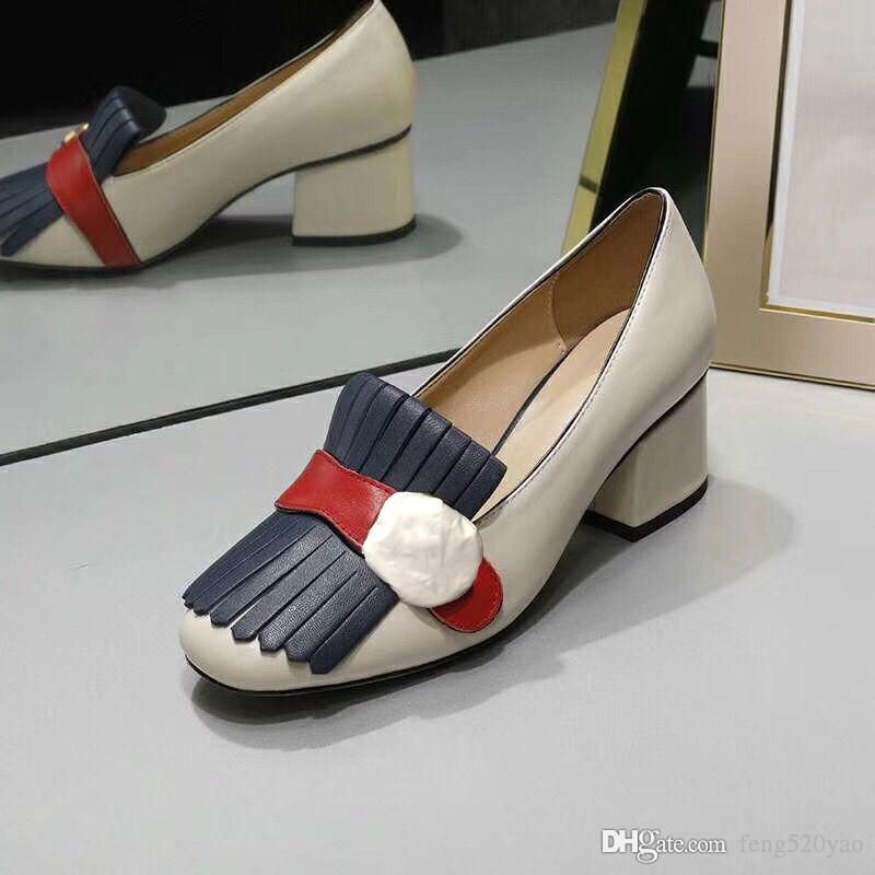 Classic Mid Heeled Boat Shoes Luxury Designer Leather Occupation High ...