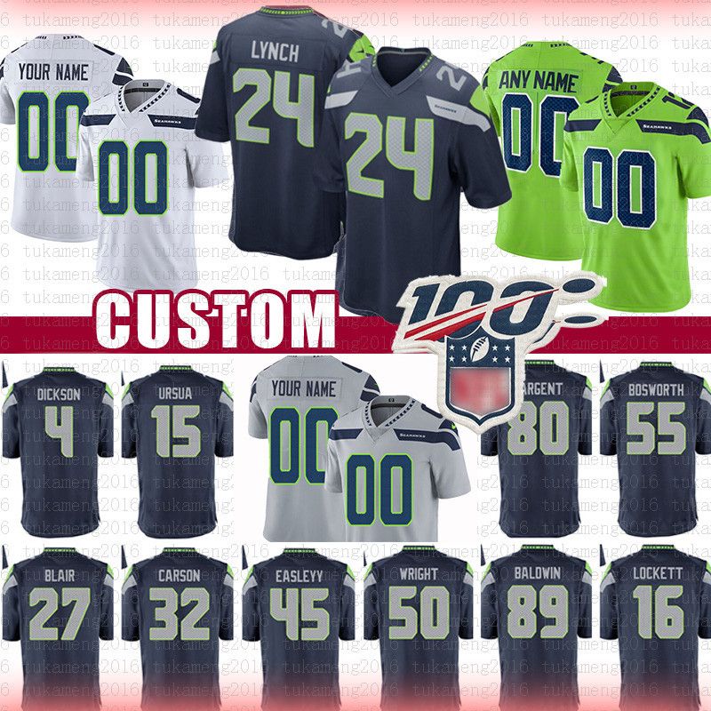 Acheter Seattle Personnalisé Jersey 24 Marshawn Lynch Seahawk 80 Brian ...