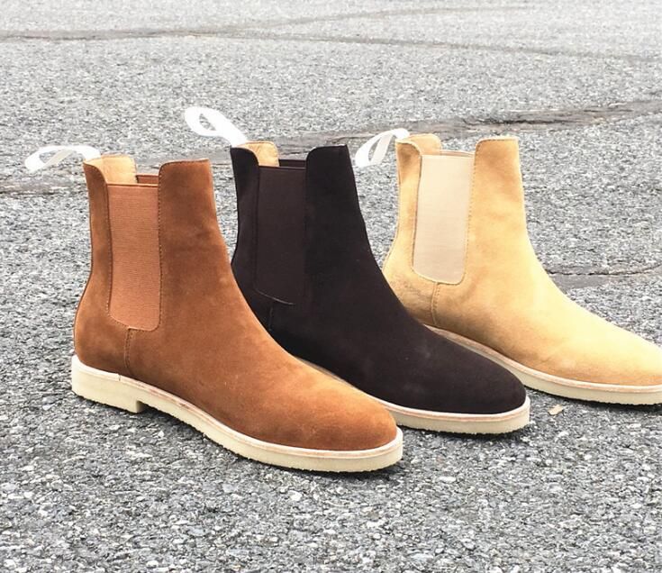 Men Fashion Grey Chelse Boots Kanye West Boots Mens Suede Ankle Chelse ...