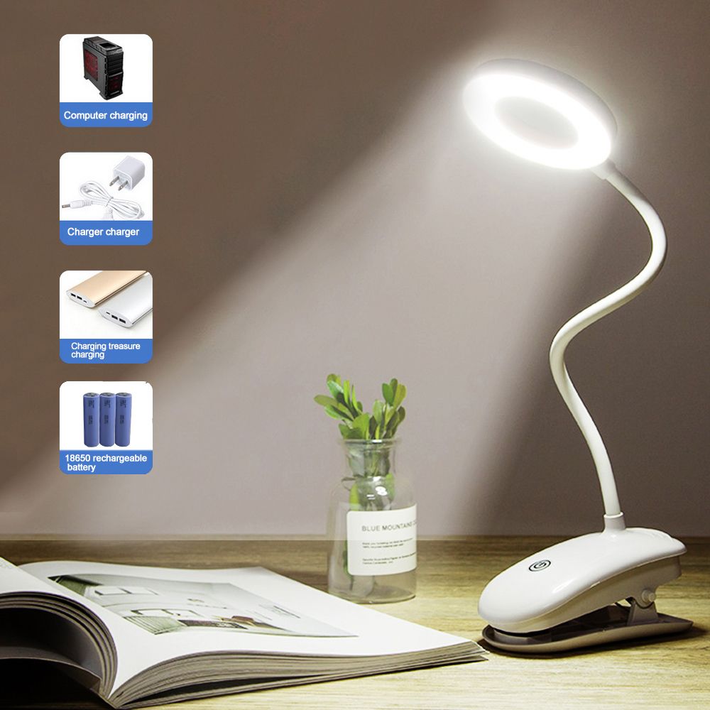 2021 Clip Wireless Table Lamp Study 3 Modes Touch 1200mAh Rechargeable ...