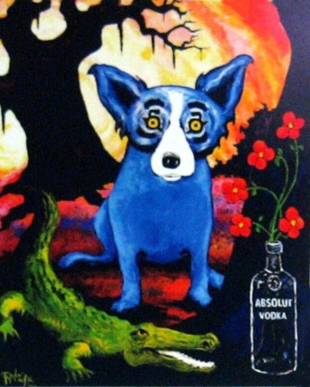 2021 ABSOLUT VODKA BLUE DOG By GEORGE RODRIGUE Home Decor Handcrafts ...