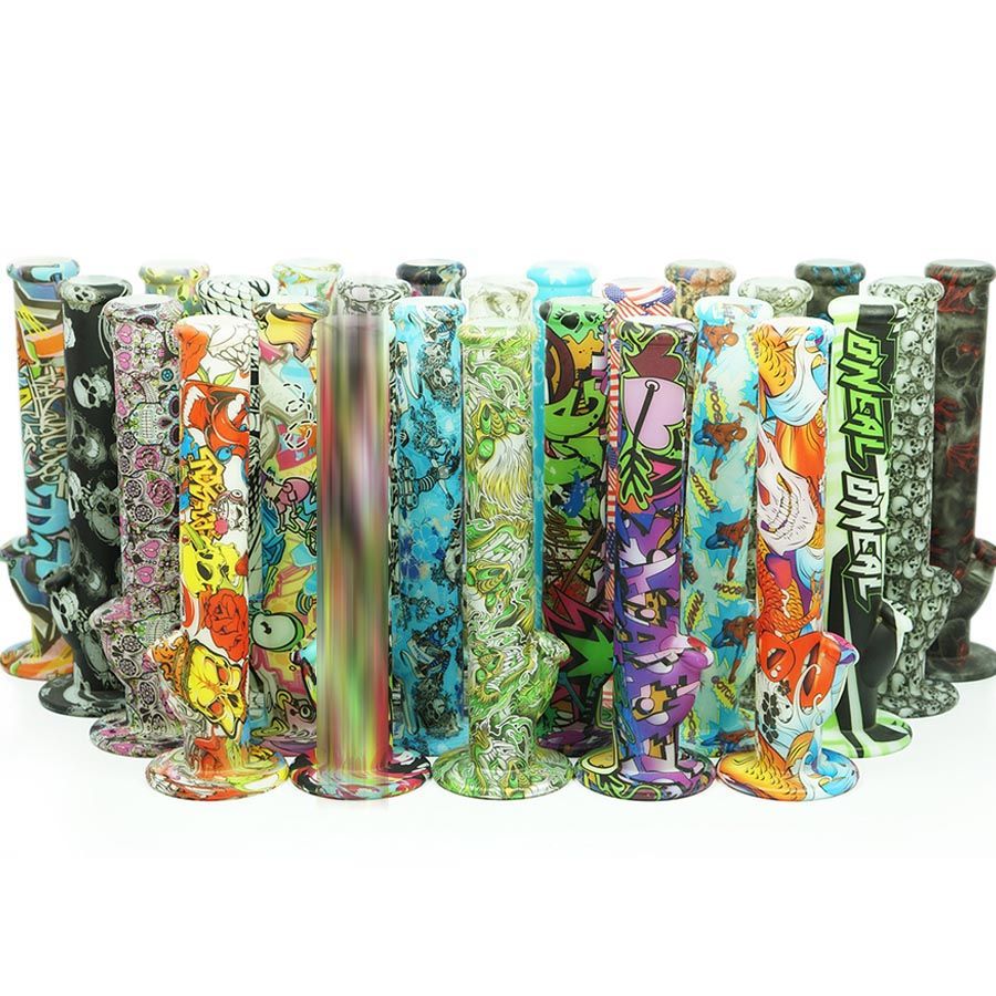 2020 Glow In The Dark 14'' Straight bong Unbreakable Bongs Hookah ...