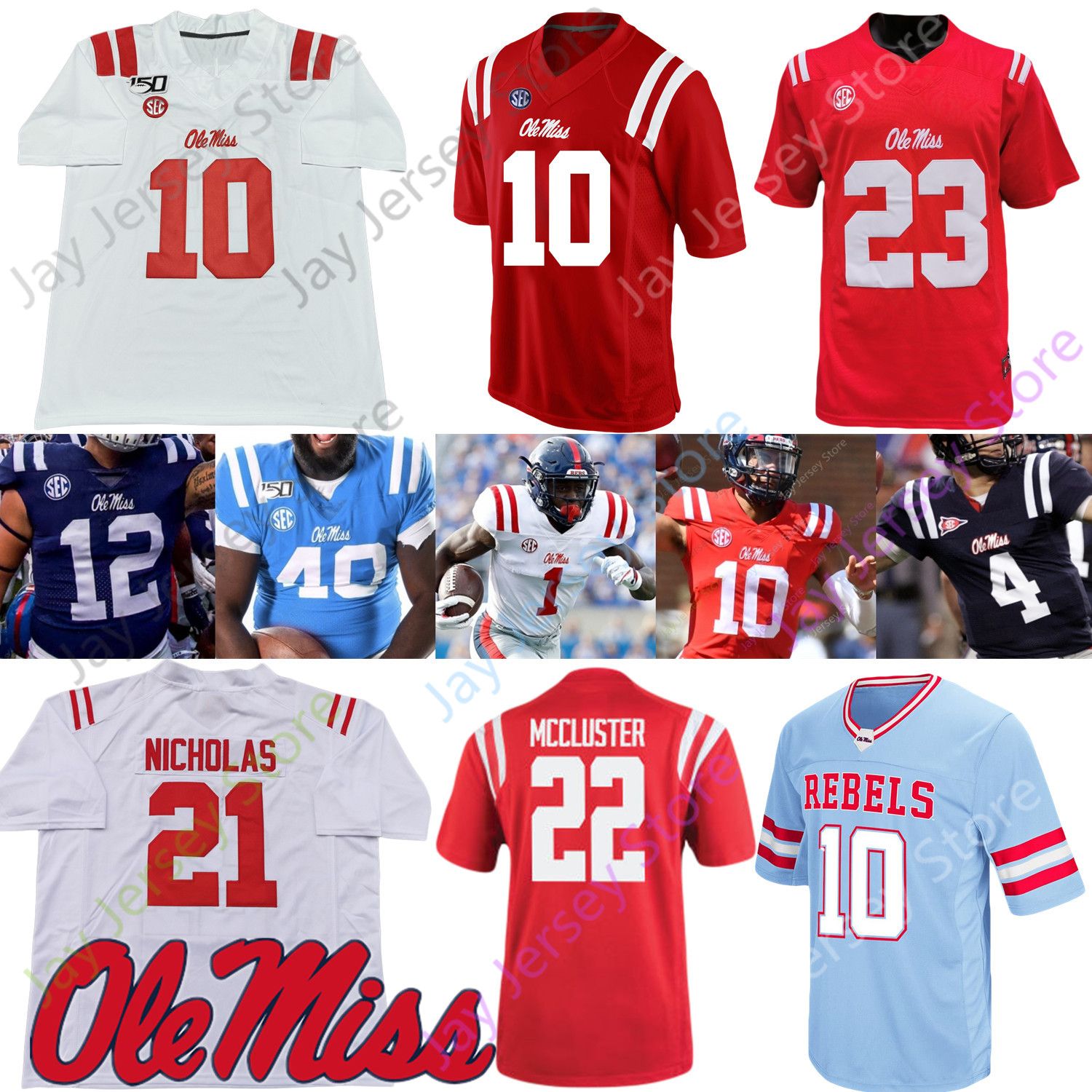 2020 2020 Ole Miss Rebels Football Jersey NCAA College John Rhys ...