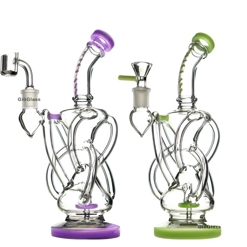 2021 Vortex Glass Bong Recycler Oil Rig Wax Herb Tobacco Cyclone Water ...